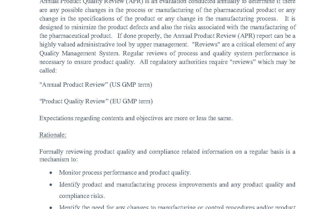 White Paper Proper Execution of Annual Product Reviews • PathWise